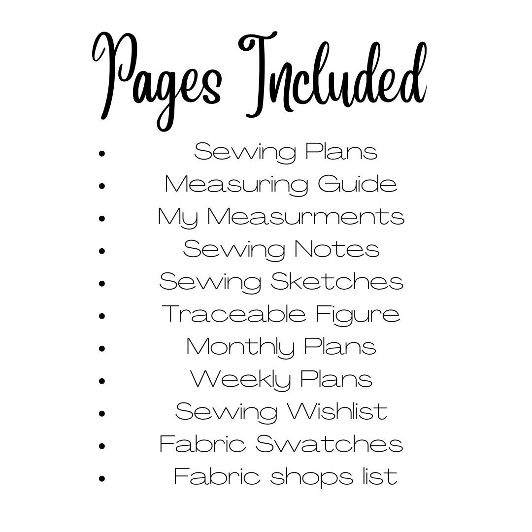 Downloadable Sewing Planner- Printable Planner- Sewing Plans and Lists ...