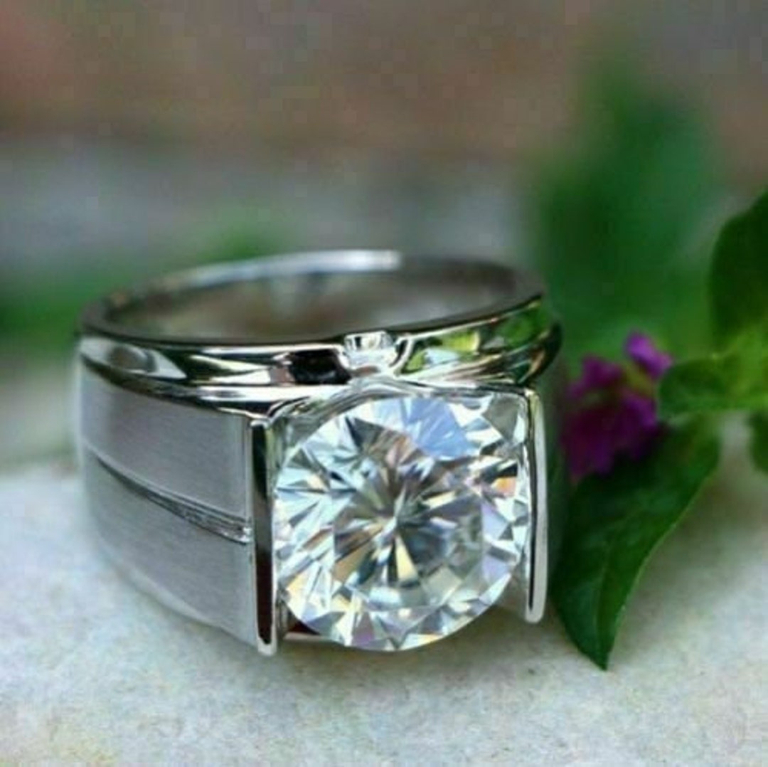 Men's Solitaire Diamond Ring, Men's Engagement Ring, 2.2 Ct Diamond ...