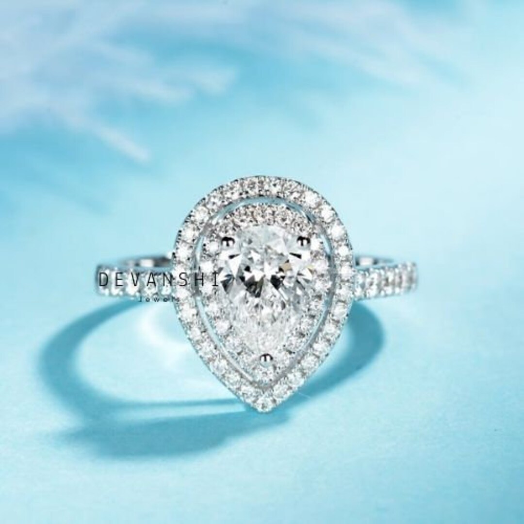 Bridal's Proposal Ring, Double Halo Set Ring, 1.6CT Moissanite, Gift ...