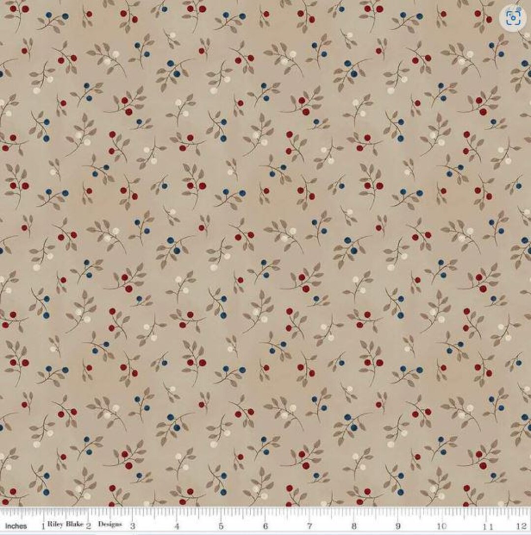 Huckleberry Saltbox Sprigs Almond C14356 by Karen Walker for Riley ...