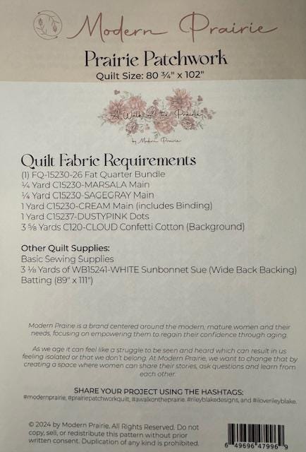 Modern Prairie - Prairie Patchwork Quilt Pattern - Paper Pattern - Etsy