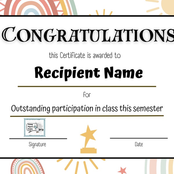 Award Certificate - Etsy
