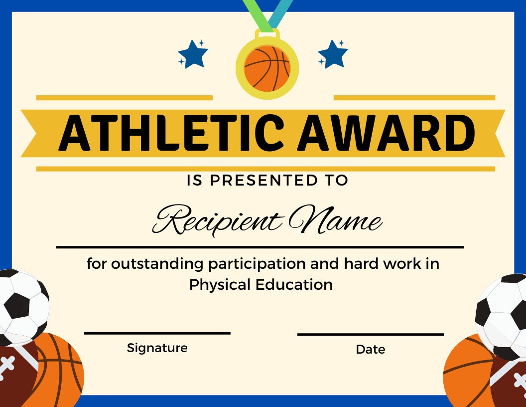 Athletic Certificate Template