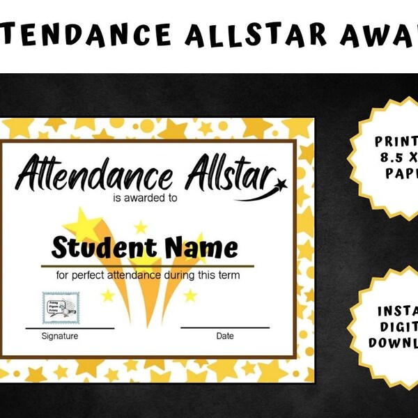 Attendance Award - Etsy