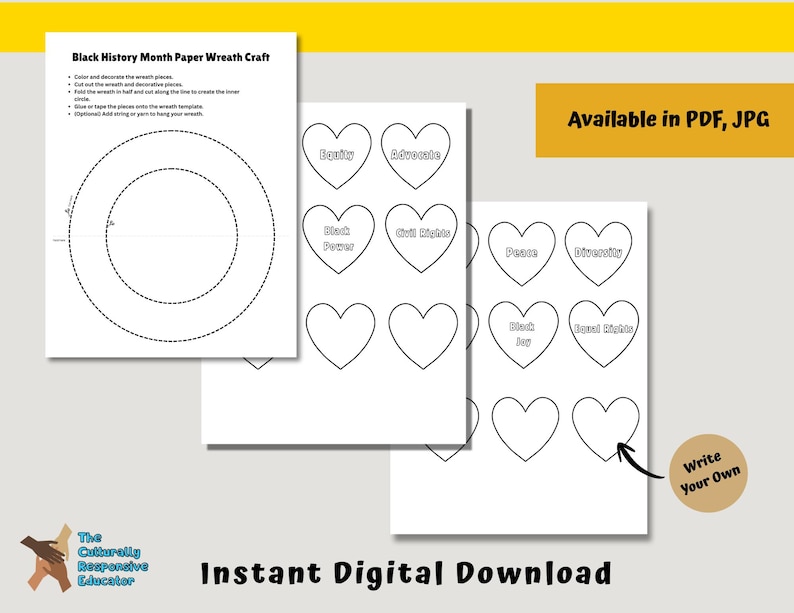 Black History Month Paper Wreath Craft | Kids Print, Cut and Color ...