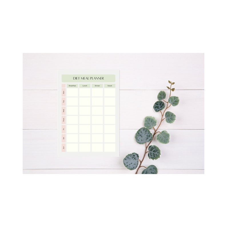 Printable Diet Meal Planner | Wellness Self-care Planner | Downloadable ...