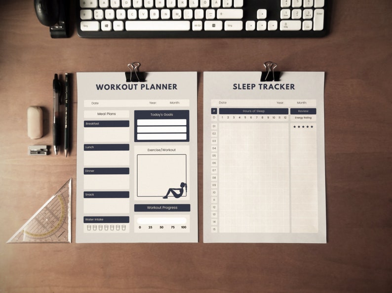 Habit Tracker Printable - Workout Planner and Sleep Tracker - Healthy ...