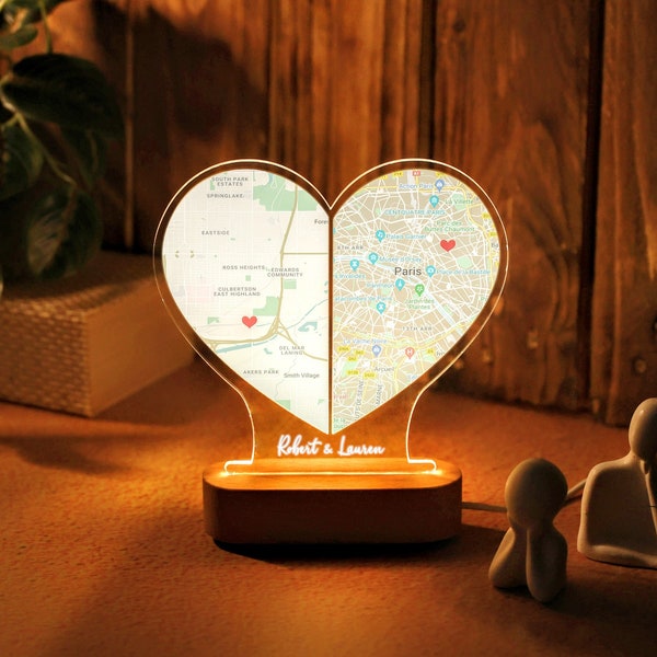 Custom Two Location Heart - Etsy