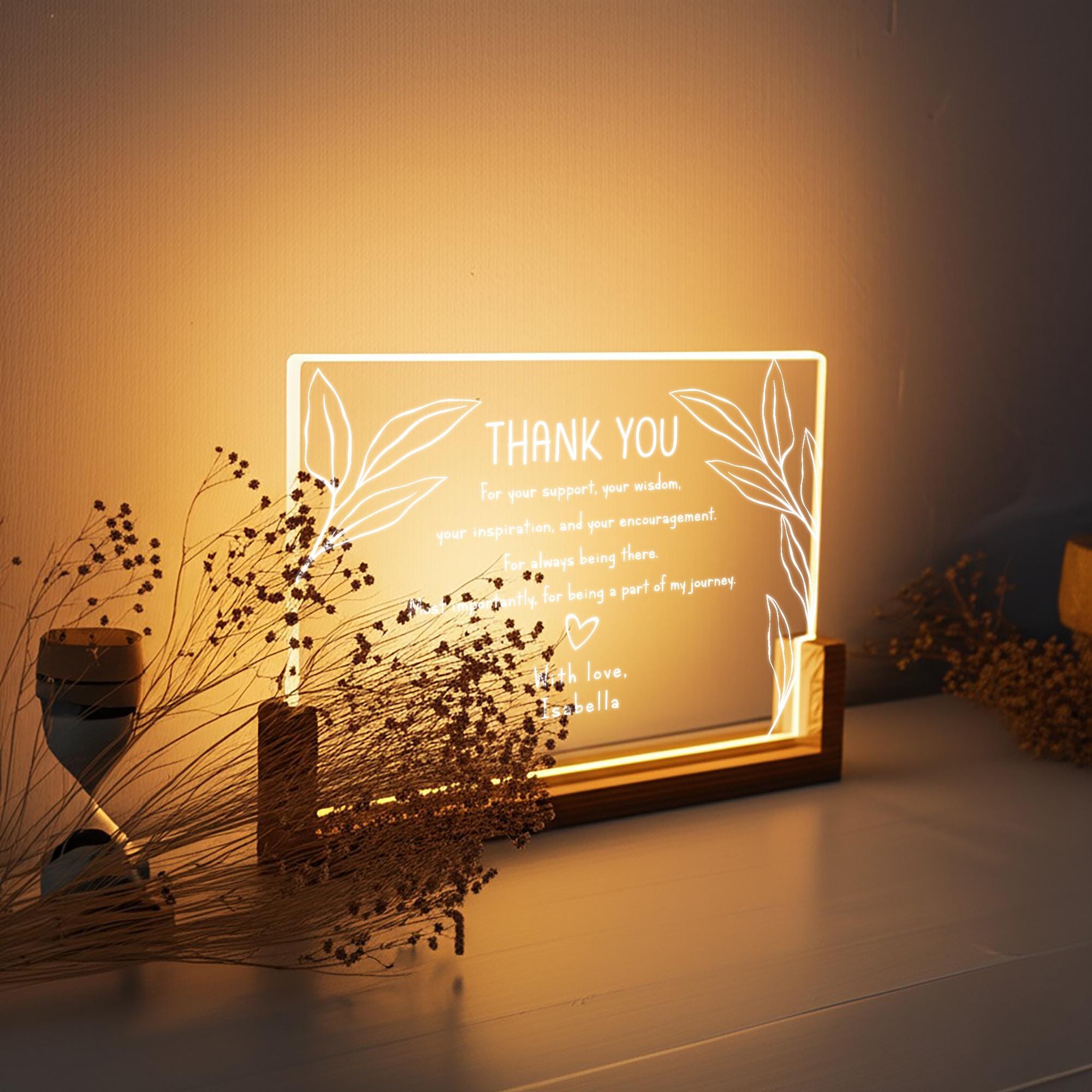 Custom Thank You Acrylic Sign, Custom Message Light Plaque for ...