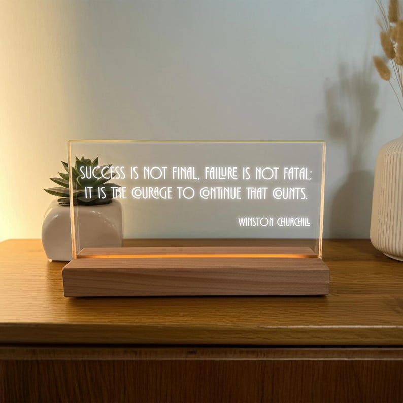 Motivational Quote Personalized LED Acrylic Lamp, Custom Night Light ...