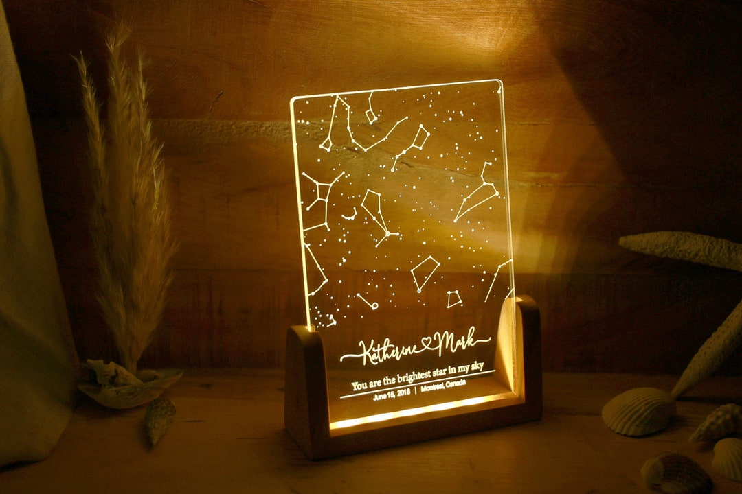 Personalized Constellation Chart Lamp - Gift Star Map on Night Light ...