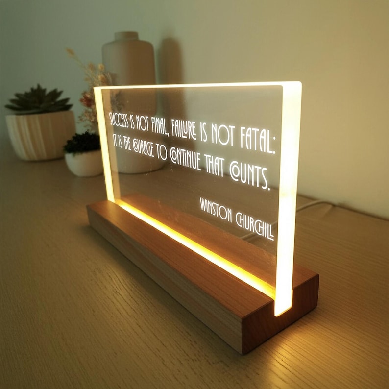 Motivational Quote Personalized LED Acrylic Lamp, Custom Night Light ...