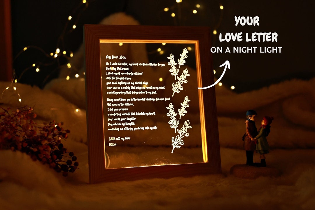 Personalized Hand-written Letter Night Light as Valentine's Day Gift ...