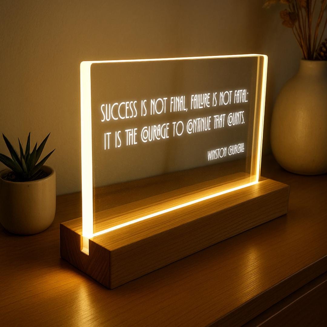 Motivational Quote Personalized LED Acrylic Lamp, Custom Night Light ...
