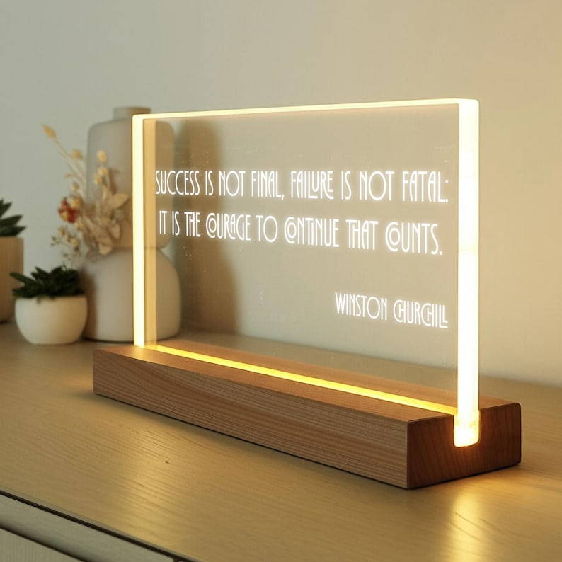 Motivational Quote Personalized LED Acrylic Lamp, Custom Night Light ...