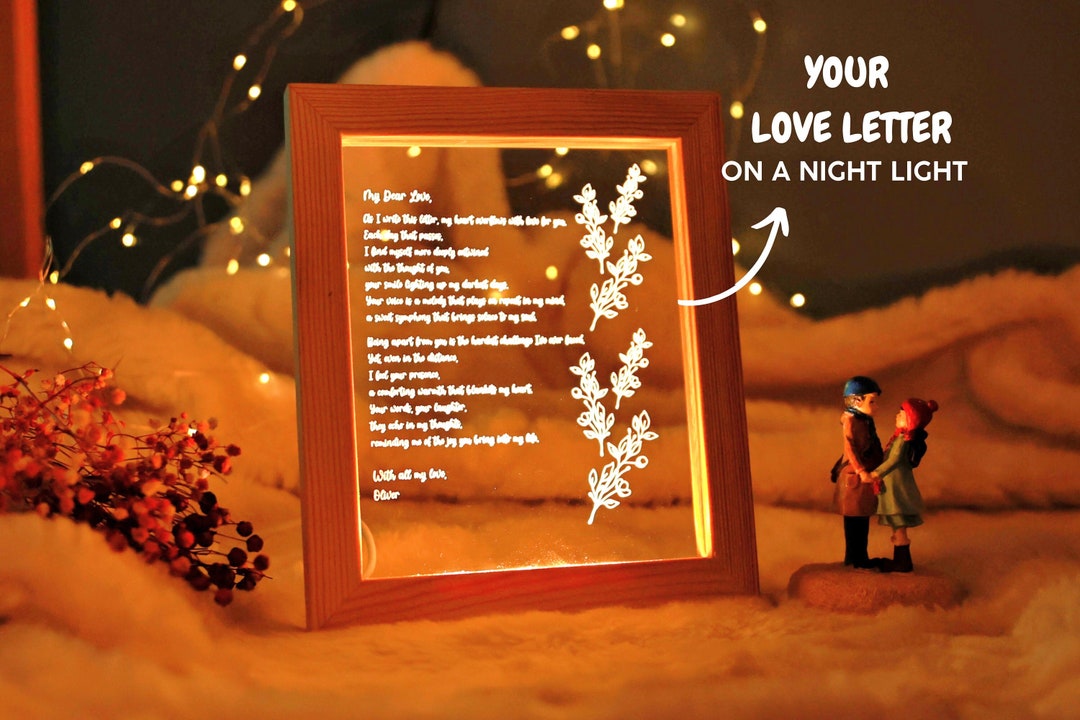 Personalized Hand-written Letter Night Light as Valentine's Day Gift ...