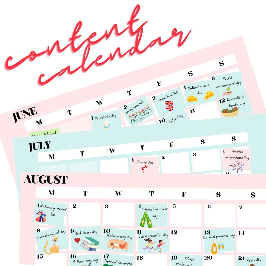 CONTENT CALENDAR - June to December 2022 Key Content Dates - Social ...