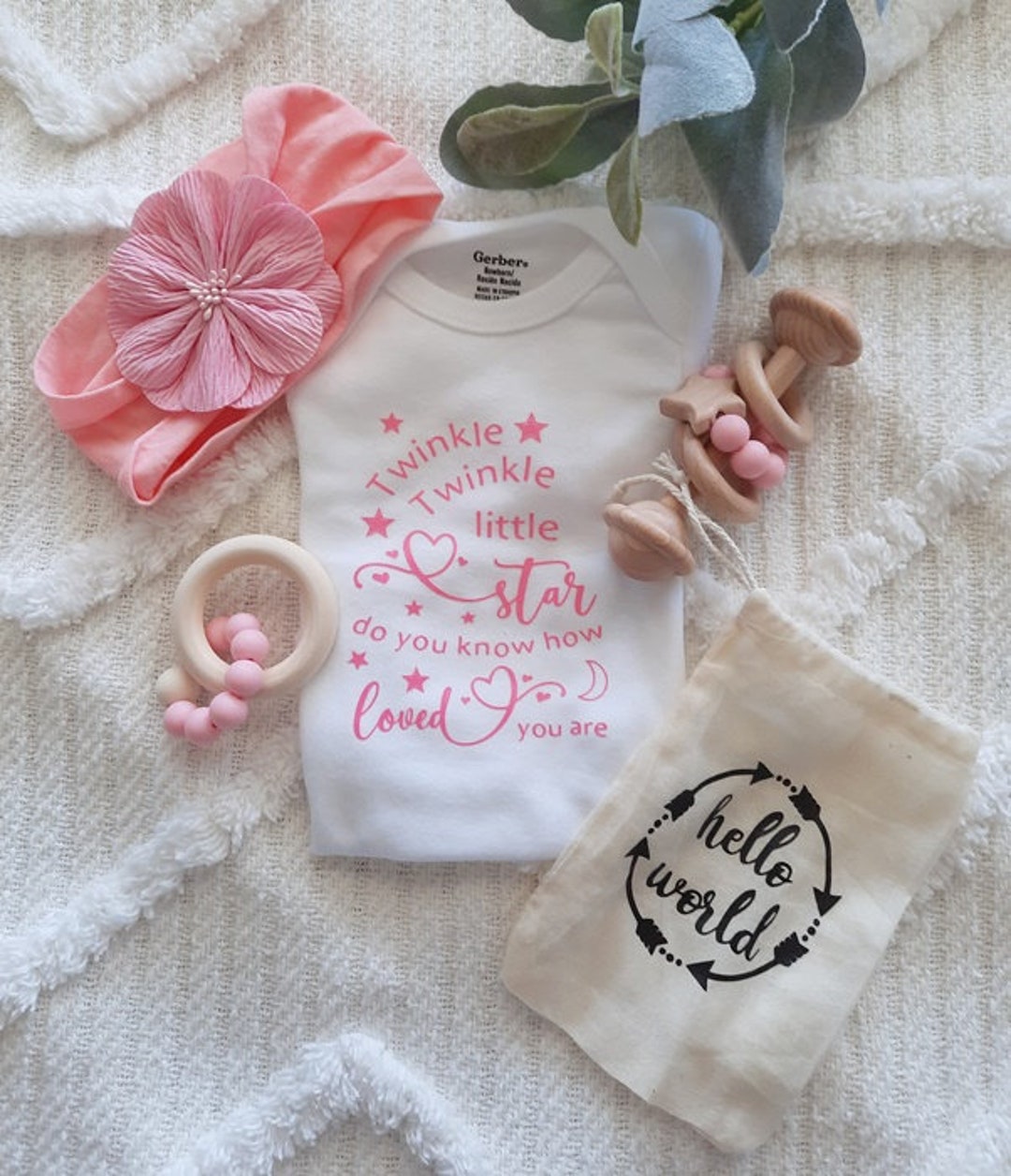 Baby Girl Set Girl Onesie Hello World World Twinkle Twinkle - Etsy