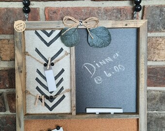 Home or Office Memo Board, Black Wood, Buffalo Vinyl, Sticky Notes ...