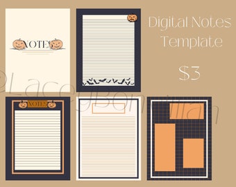 Unlined Pumpkin Digital Notes Template, Pumpkin Template Notes ...