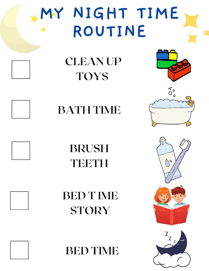 Kids Morning Routine Planner Kids Night Time Routine Planner Kids ...