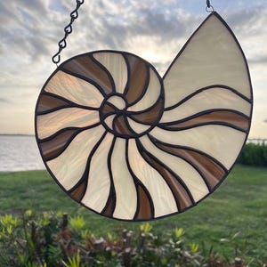 Nautilus Seashell Stained Glass - Nautilidae Suncatcher Window Decor - Etsy