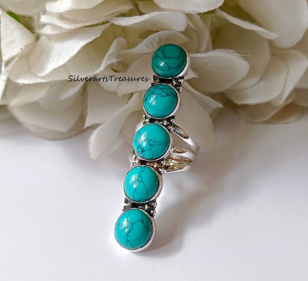 Stylish Turquoise Ring, Handmade Ring, Blue Turquoise Ring, Silver Ring ...