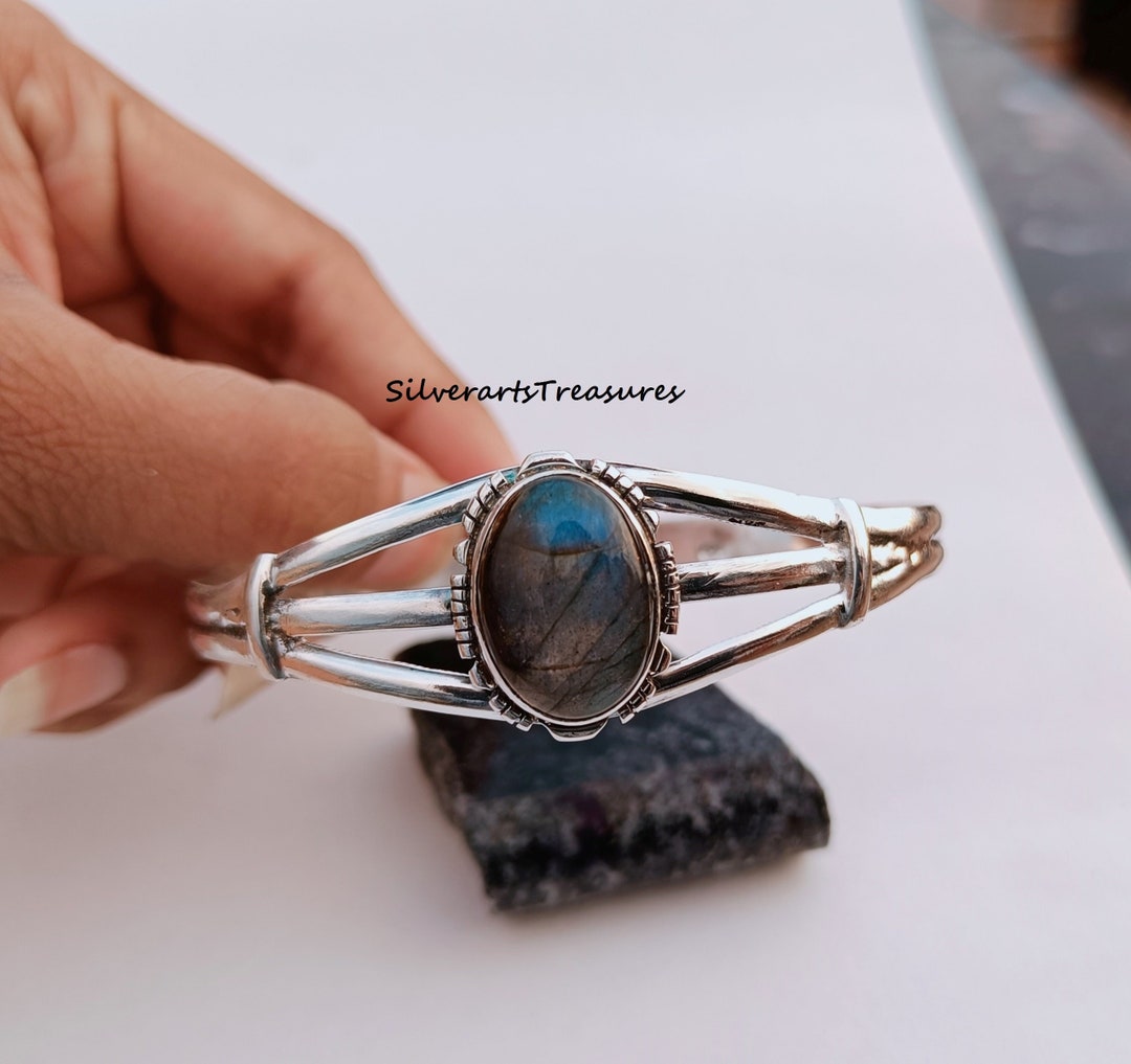 Labradorite Bangle, Women Bangle, Handmade Bangle, 925 Silver Bangle ...