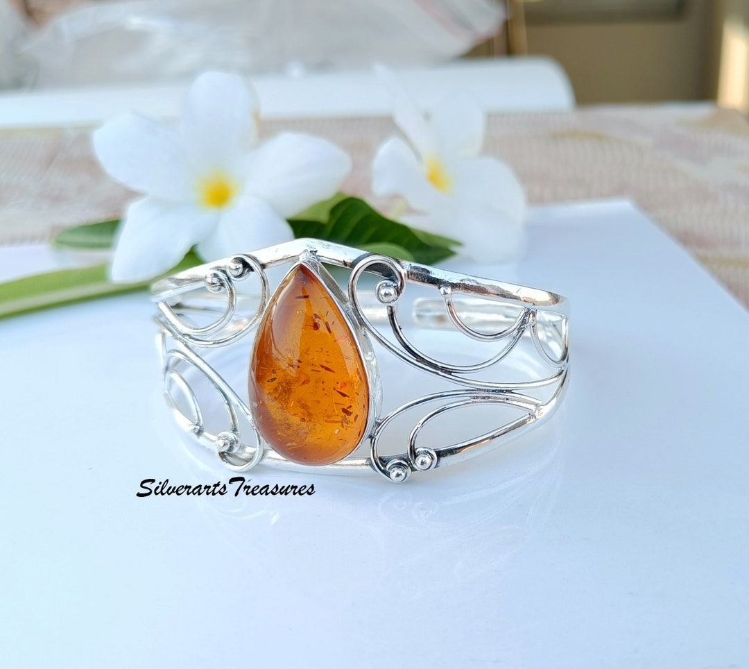 Amber Bangle, Beautiful Bangle, 925 Sterling Silver, Dainty Bangle ...