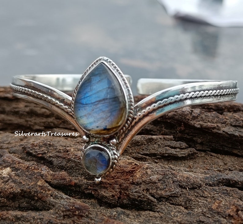 Blue Fire Labradorite Bangle 925 Sterling Silvergemstone - Etsy