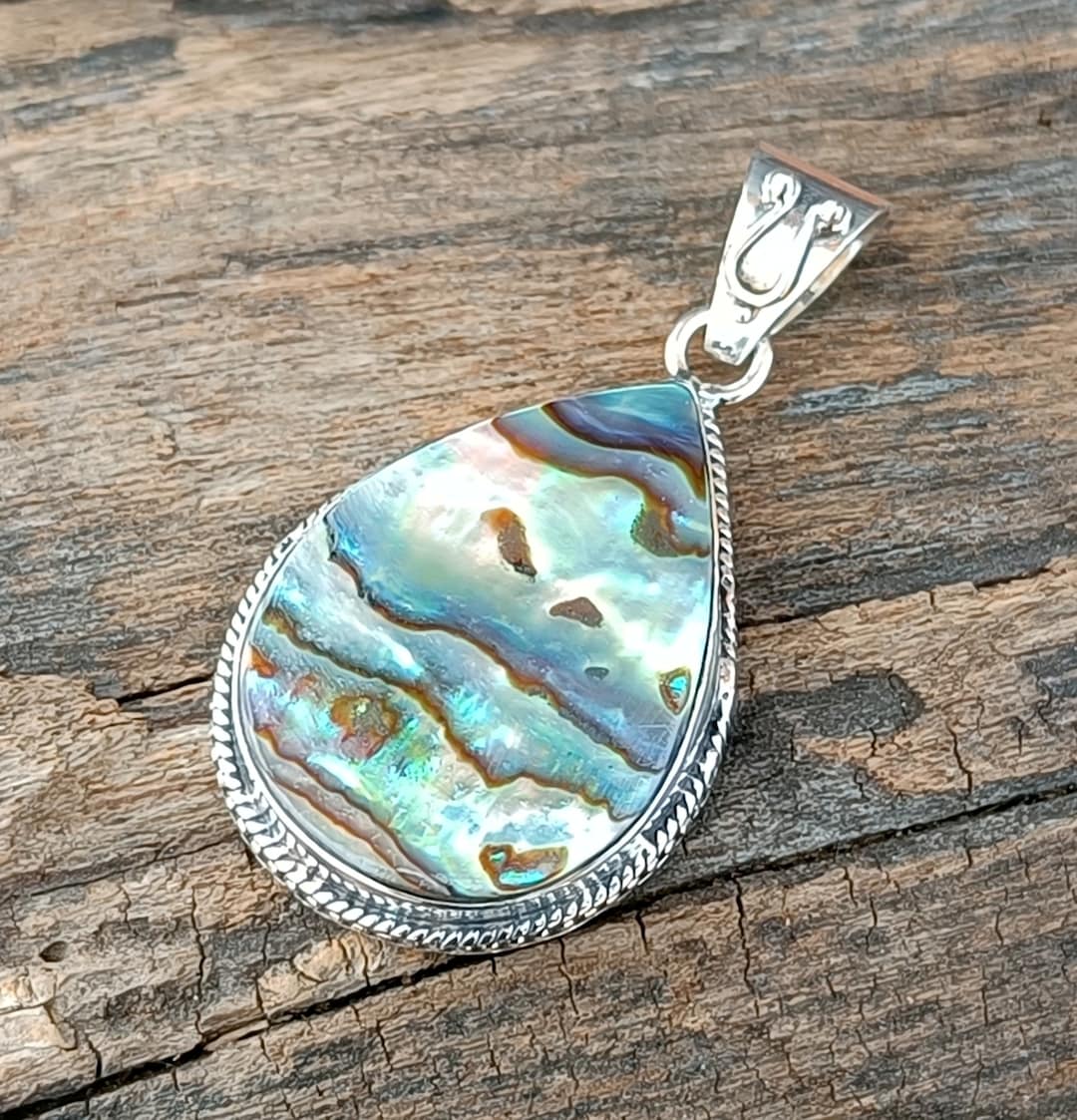 Pure Abalone Shell Pendant, 925 Sterling Silver, Handmade Pendant ...