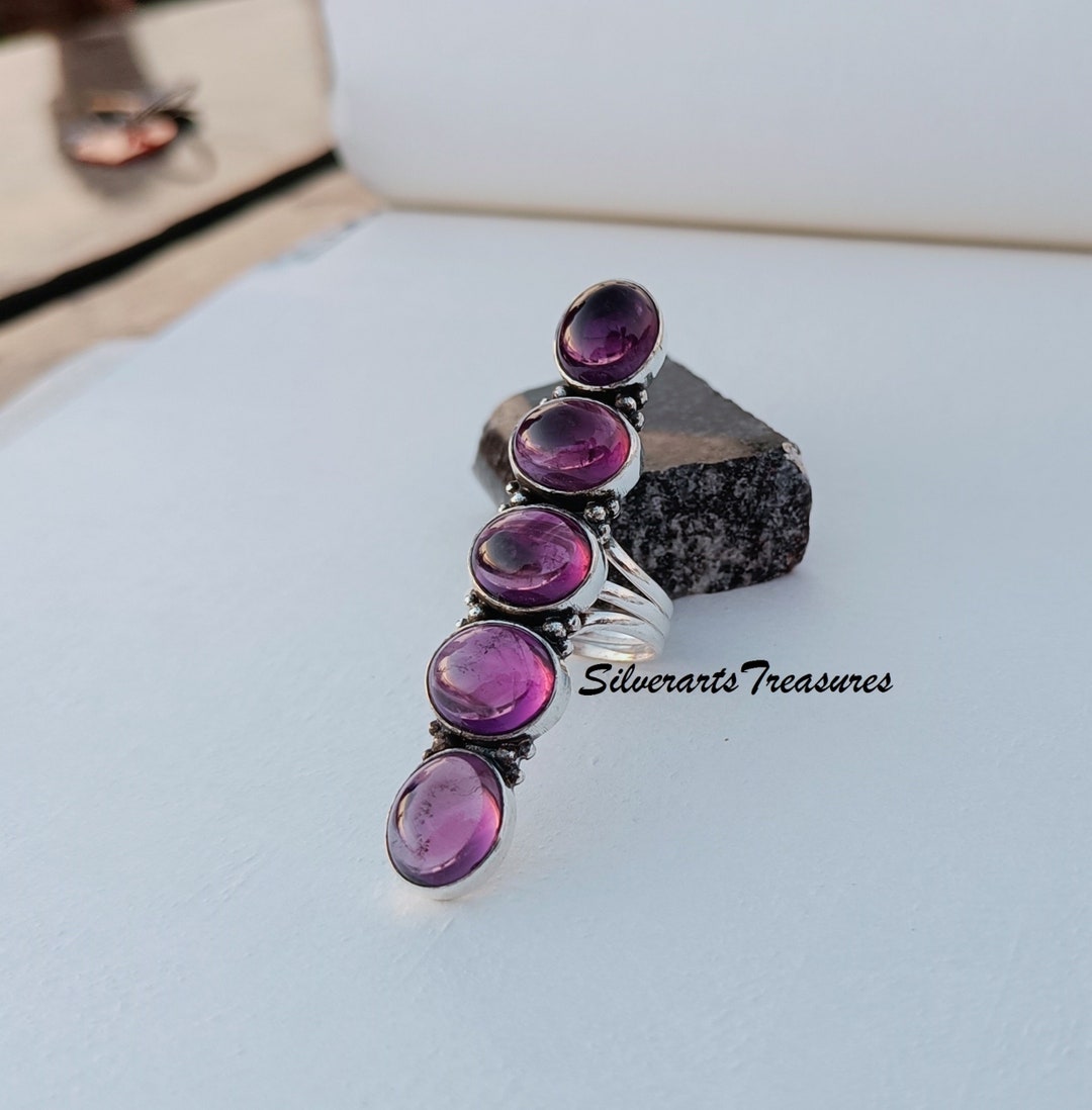 Natural Amethyst Ring, Gemstone Silver Ring, 925 Sterling Silver Ring ...
