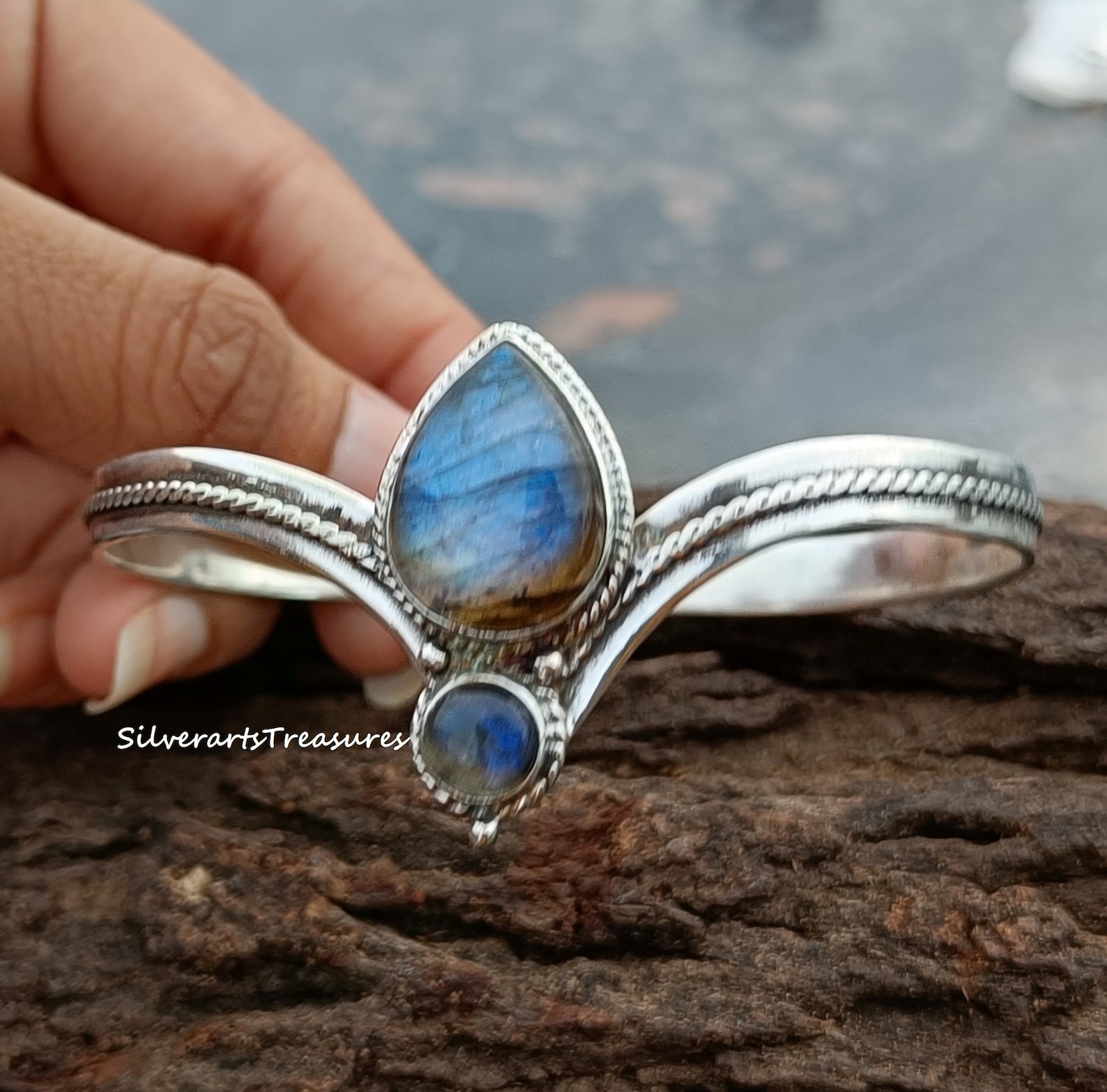 Blue Fire Labradorite Bangle 925 Sterling Silvergemstone - Etsy