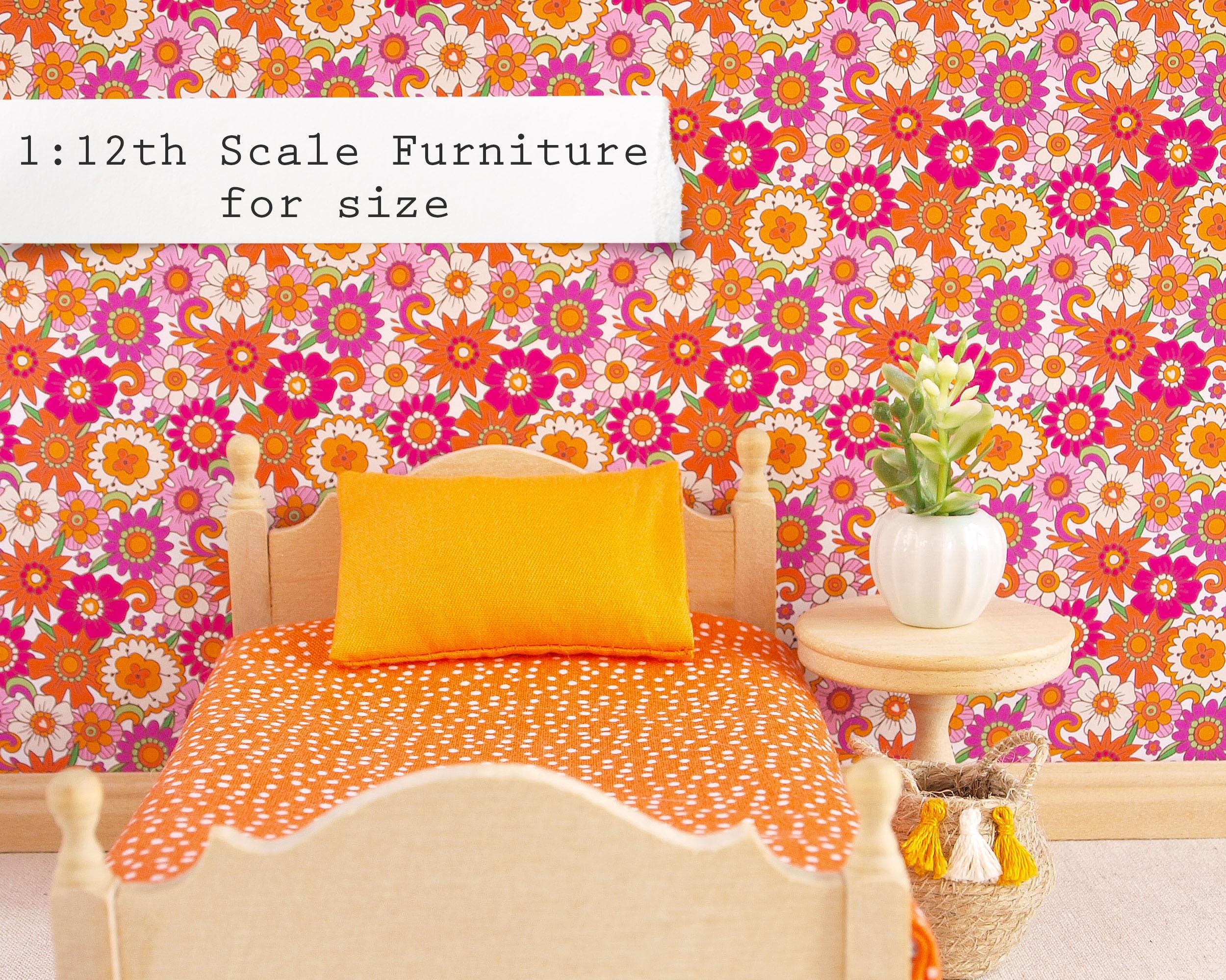 Dolls House Retro Floral Wallpaper, Printable Digital Download 1:16th ...