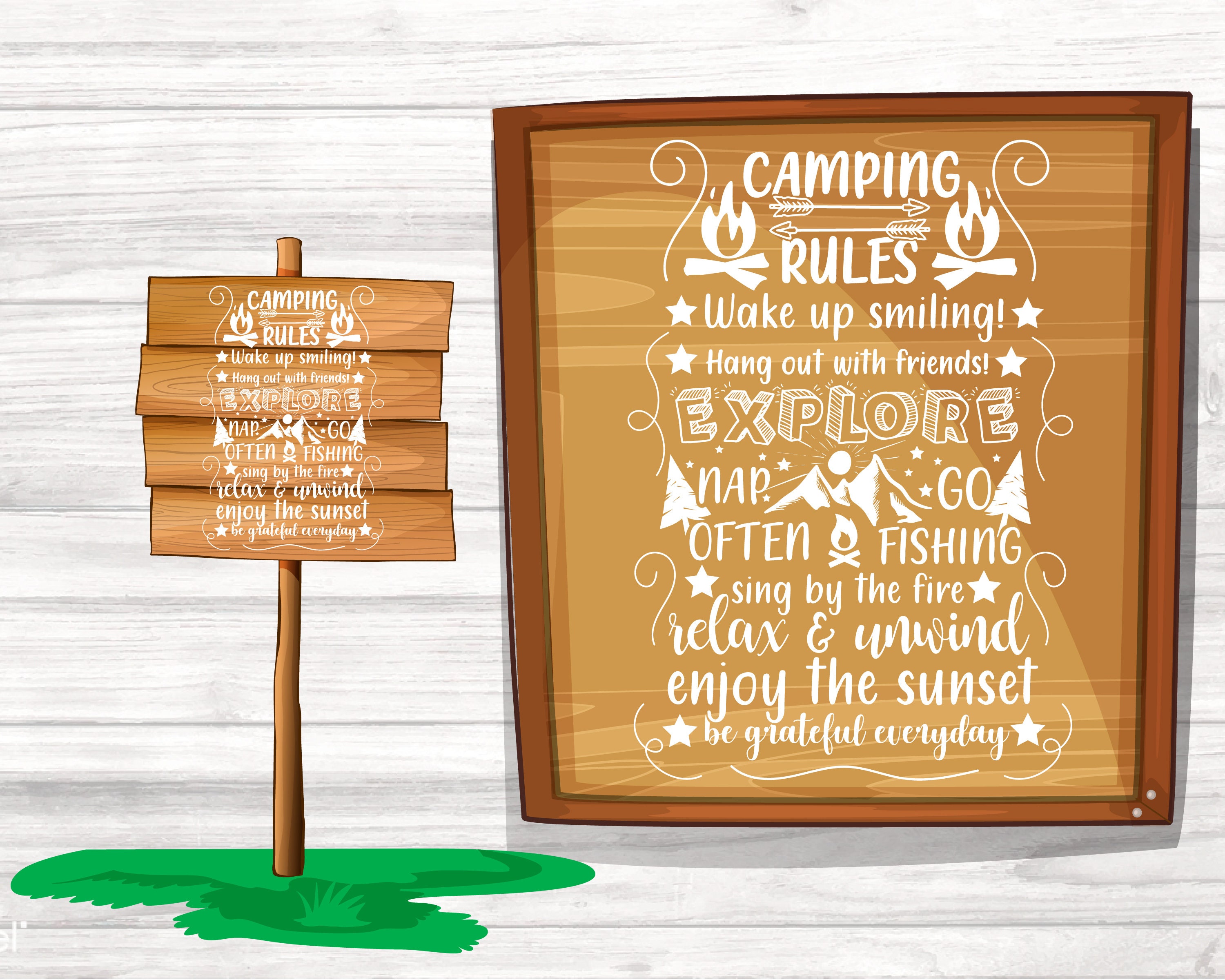 Camping Rules Sign SVG PNG EPS, Dxf Cut Files, Camping Sign Design ...