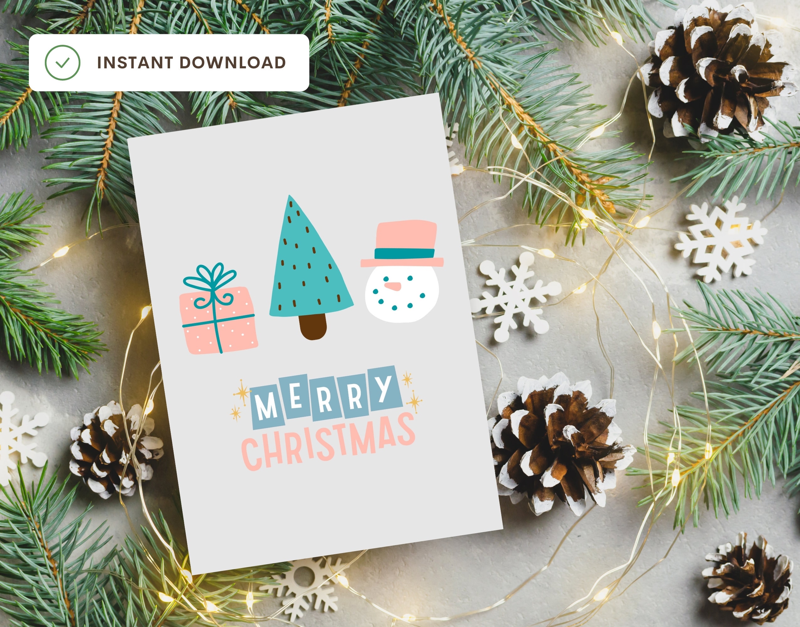 Boho Printable Christmas Cards Set of 6 Happy Holidays Card - Etsy