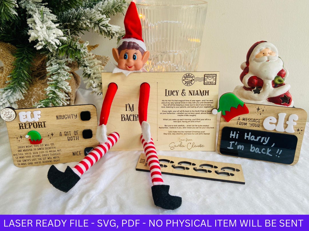DIGITAL FILE, Elf Accessory Prop Set Svg File, Arrival Postcard ...