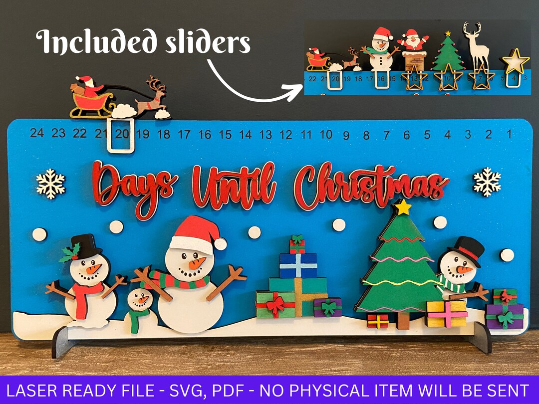 DIGITAL FILE Snowman Sliding Christmas Countdown Calendar - Etsy