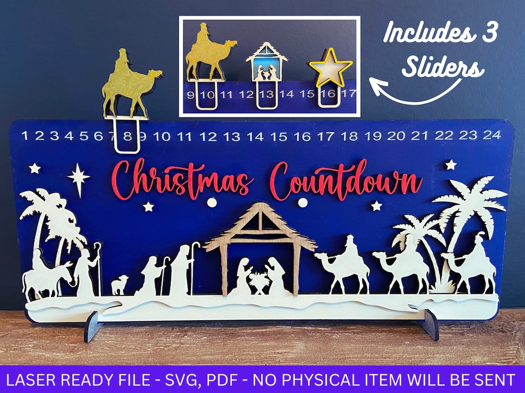 DIGITAL FILE, Nativity Christmas Countdown Calendar, Sliding Camel ...