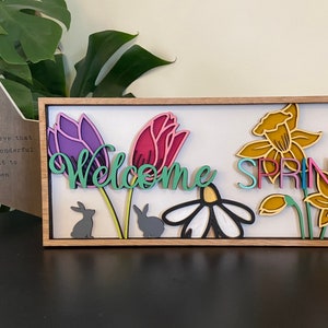 DIGITAL FILE, Welcome Spring Flower Sign SVG, Hello Spring Sign Shelf ...