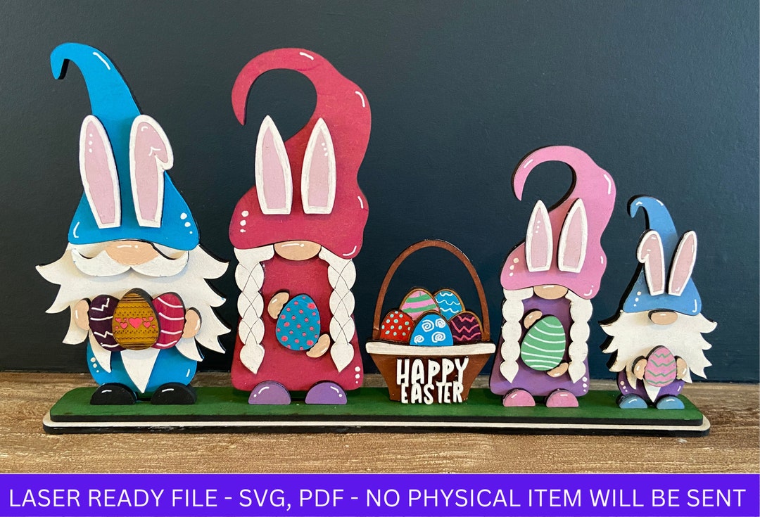 DIGITAL FILE, Easter Bunny Gnome SVG File, Easter Shelf Sitter Gnome ...