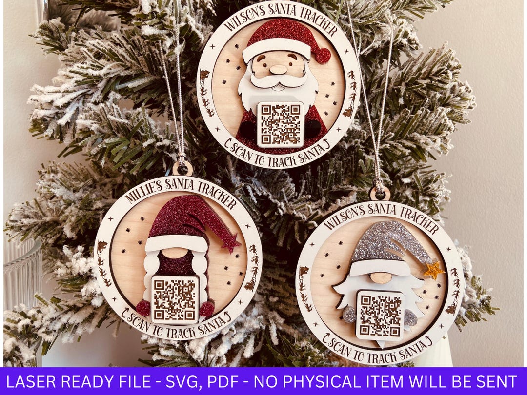 DIGITAL FILE, Santa Tracker Christmas Ornament Bundle SVG File, 3 ...