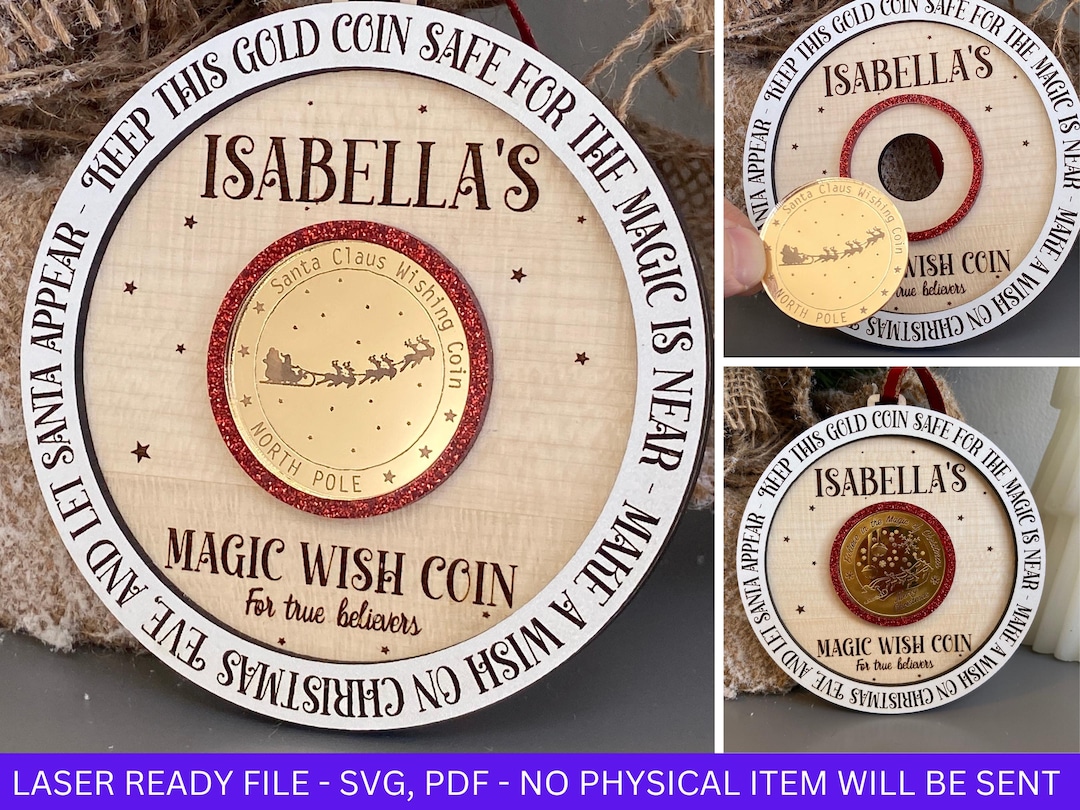 DIGITAL FILE, Santa's Magic Wish Coin SVG File, Christmas Ornament ...