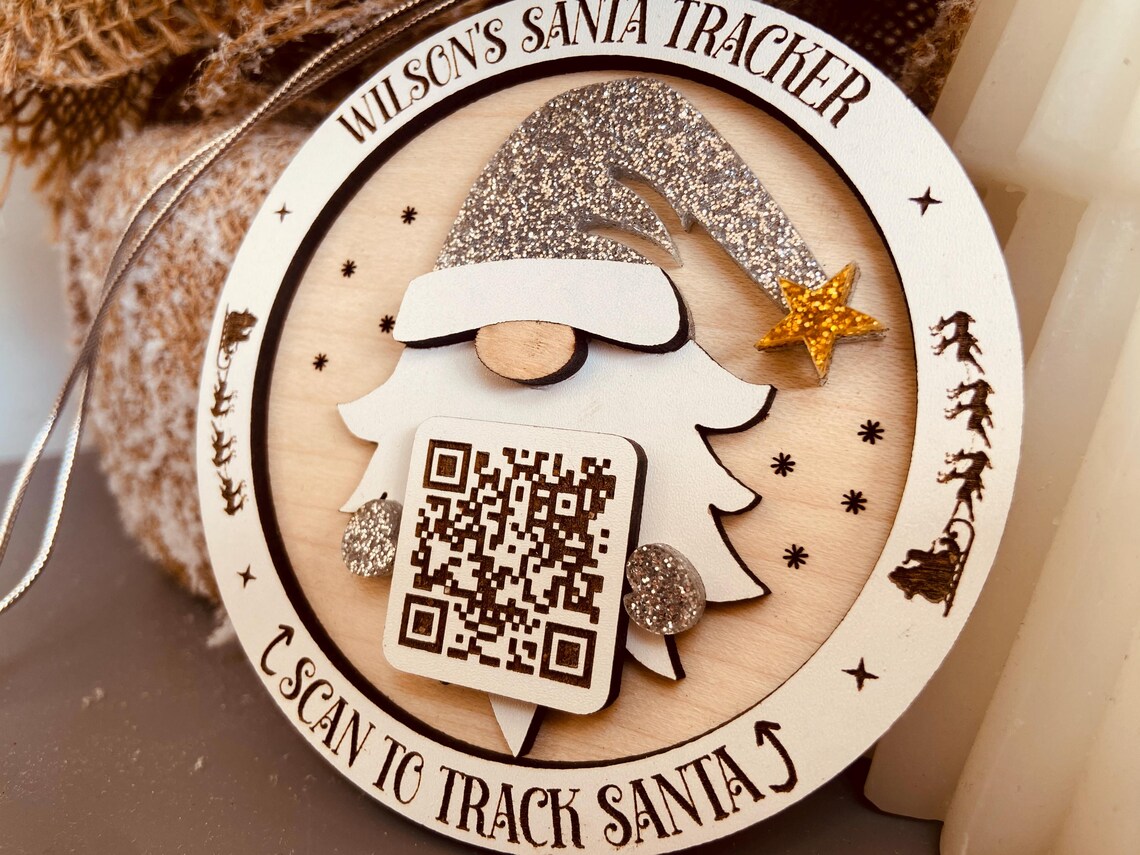 DIGITAL FILE, Gnome Santa Tracker Christmas Ornament SVG File ...
