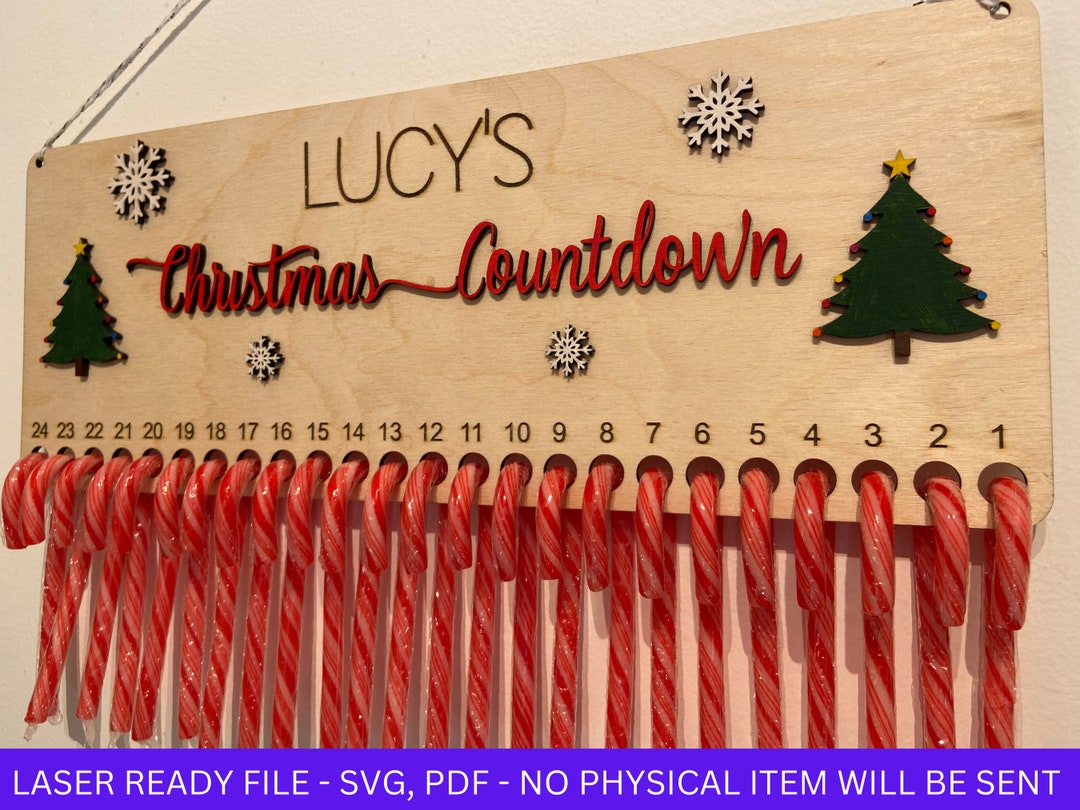 DIGITAL FILE, Christmas Countdown SVG, Calendar, Sign, Candycane ...