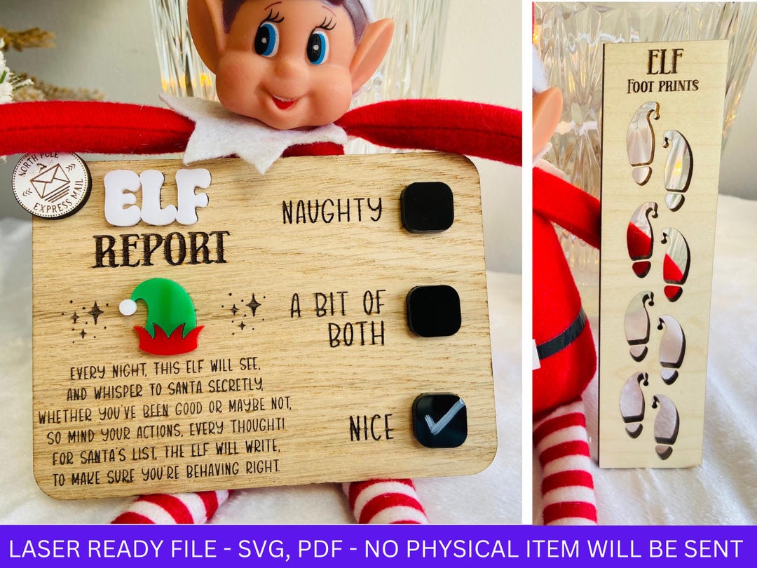 DIGITAL FILE, Elf Report Board Svg File, With Footprints Template, Elf ...