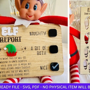 DIGITAL FILE, Elf Report Board Svg File, With Footprints Template, Elf ...