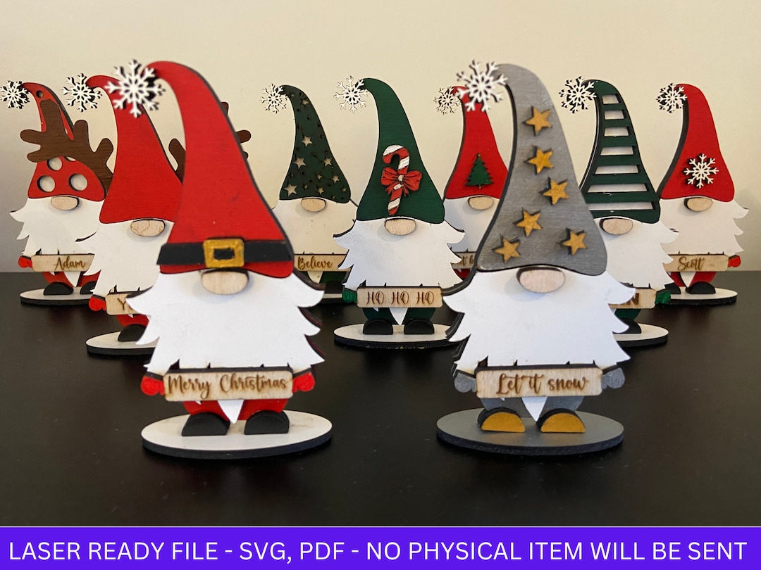 DIGITAL FILE, Set of 9 Christmas Gnomes Bundle With Stands ...