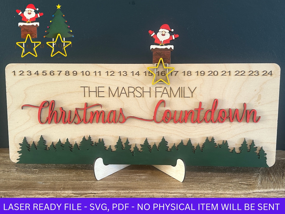 DIGITAL FILE, Christmas Countdown Calendar Sliding Santa & Christmas ...