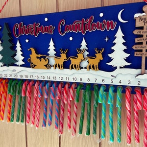 DIGITAL FILE, Candy Cane Christmas Countdown Calendar, Santas Sleigh ...
